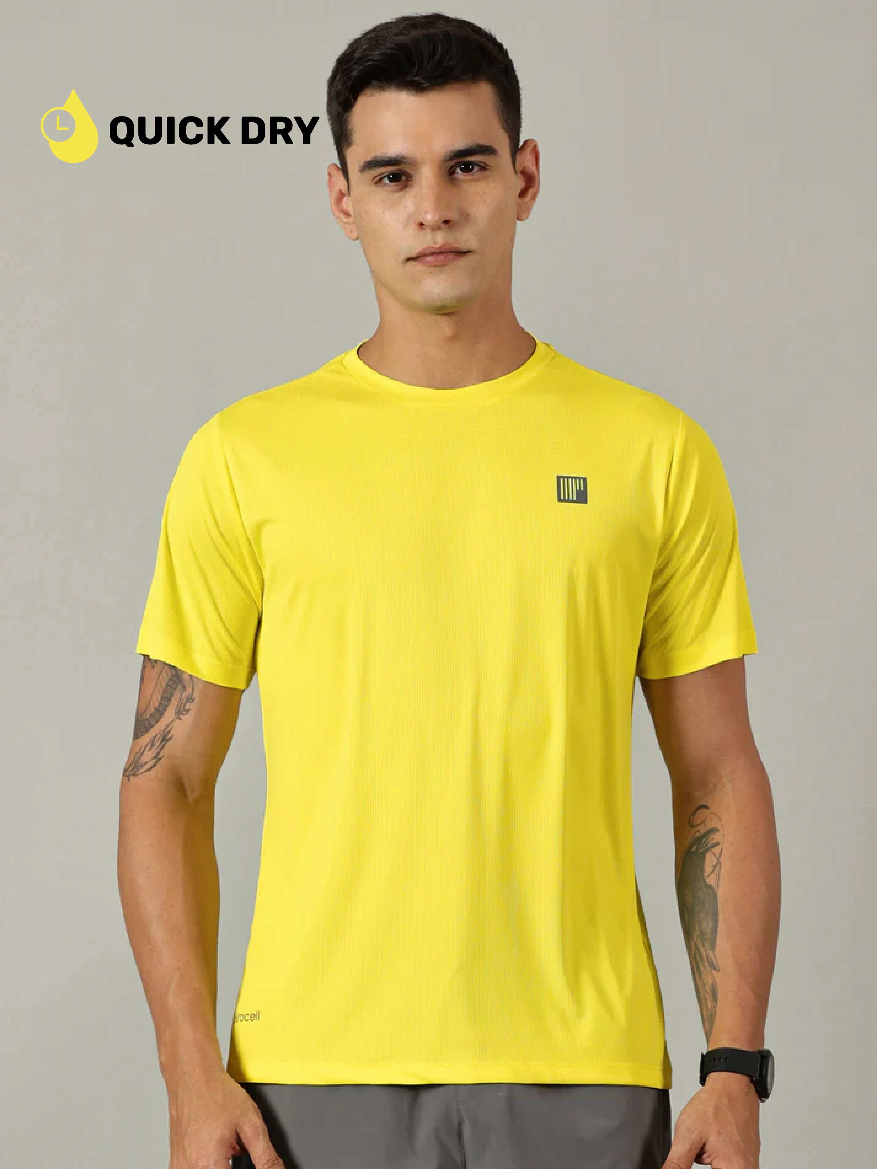 Men Active Running Tee - Yellow | 42KM – FortytwoKM